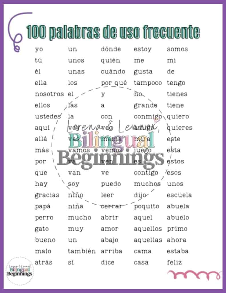 High-Frequency Words in Spanish - Bilingual Beginnings