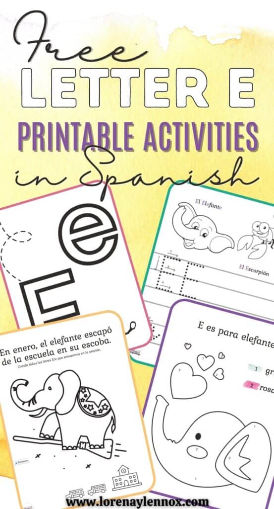 Letter E Printables in Spanish - Bilingual Beginnings