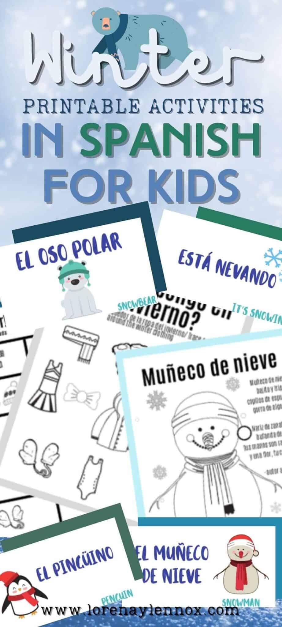 Winter Flashcards and Worksheets in Spanish (Free Printables ...