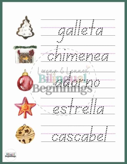 Christmas Word Tracing Worksheets in Spanish (Free Printable ...