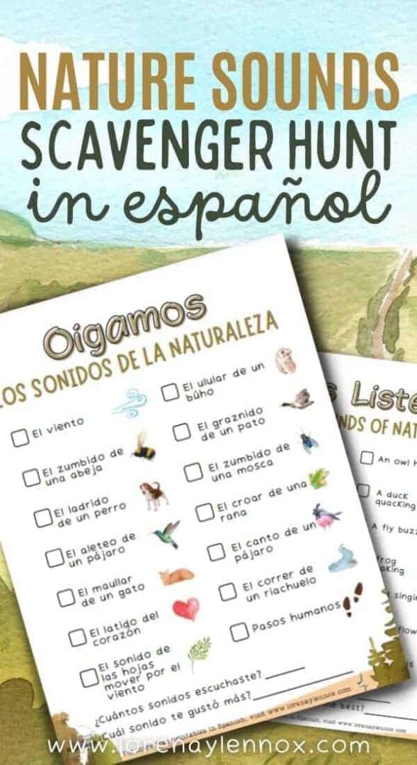 Sounds of Nature Scavenger Hunt in Spanish (Free Printable) - Bilingual ...