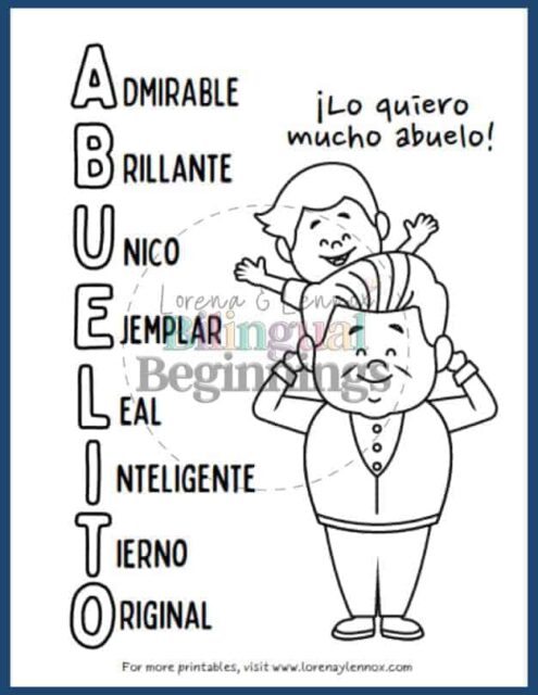 Father's Day Coloring Pages for Abuelo in Spanish for Kids (Free ...