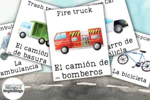 23 Transportation Vocabulary Flashcards in Spanish for Kids - Bilingual ...