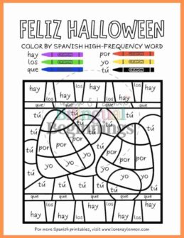 Halloween Sight Word Coloring Pages in Spanish - Bilingual Beginnings