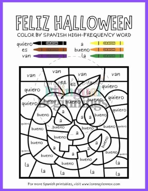 Halloween Sight Word Coloring Pages in Spanish - Bilingual Beginnings