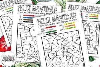 Christmas Color by Sight Word Free Printables in Spanish - Bilingual ...