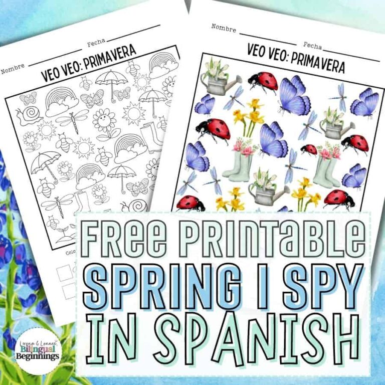 Spring I Spy Worksheet in Spanish [Free Printables] - Bilingual Beginnings