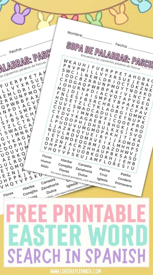 Easter Word Search Printable in Spanish [Free Printable] - Bilingual ...