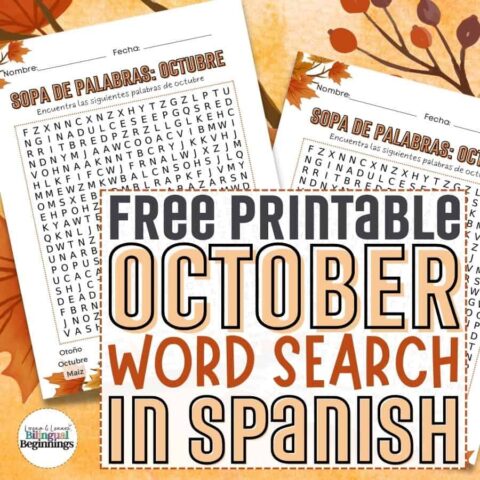 October Word Search Free Printable in Spanish - Bilingual Beginnings