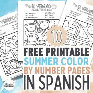 10 Color by Number Printable Summer Worksheets in Spanish - Bilingual ...