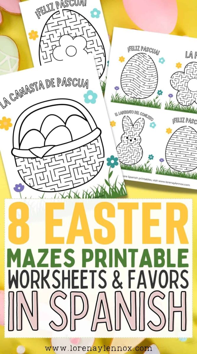 Easter Mazes Printable in Spanish for Kids— Worksheets & Favors ...