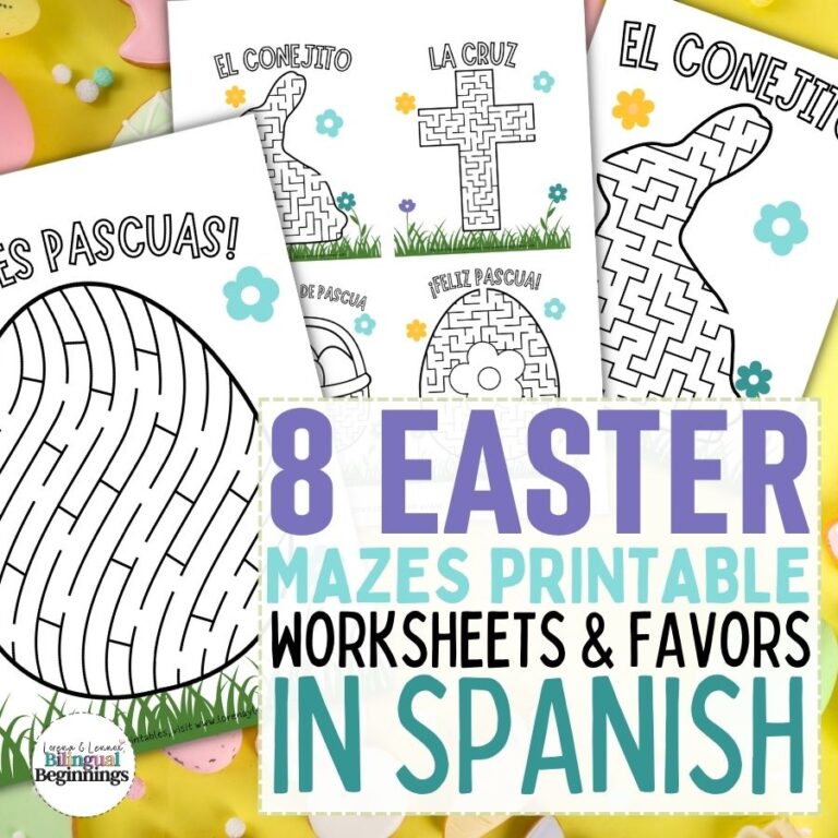 Easter Mazes Printable in Spanish for Kids— Worksheets & Favors ...