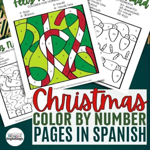 Christmas Color by Number Coloring Pages in Spanish - Bilingual Beginnings