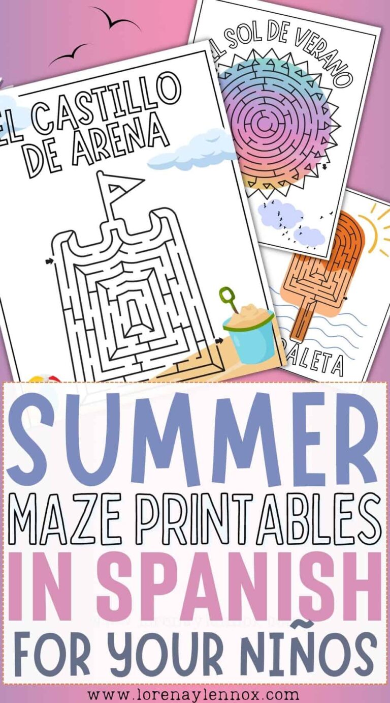 Summer Maze Printable Worksheets in Spanish For Kids (Free Printables ...
