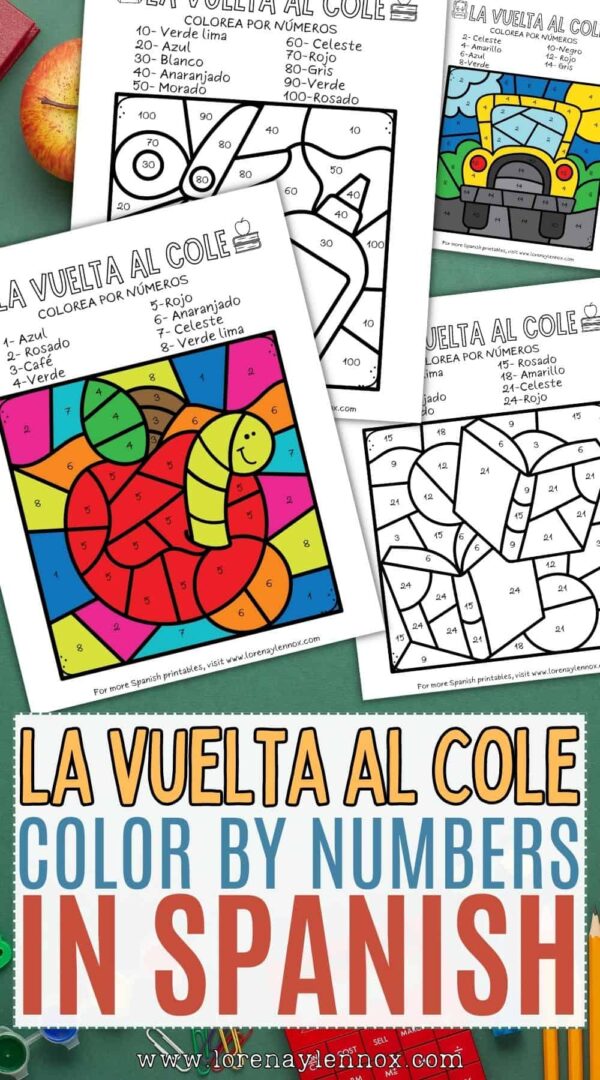 Back-to-School Color by Number Pages in Spanish - Bilingual Beginnings