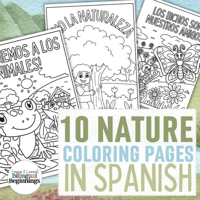10 Free Printable Nature Coloring Pages in Spanish - Bilingual Beginnings