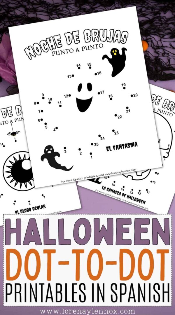 9 Halloween Dot-to-Dot Printable Worksheets in Spanish - Bilingual ...