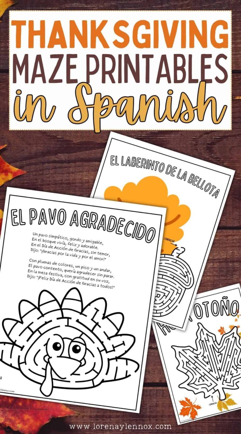 Thanksgiving Maze Free Printable in Spanish - Bilingual Beginnings