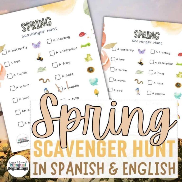 Spring Scavenger Hunt Printable in Spanish and English - Bilingual ...