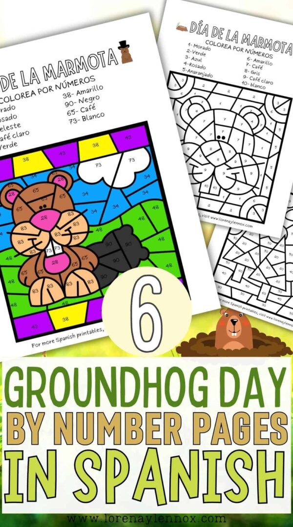Groundhog Day Color by Number Printables for Kids in Spanish ...