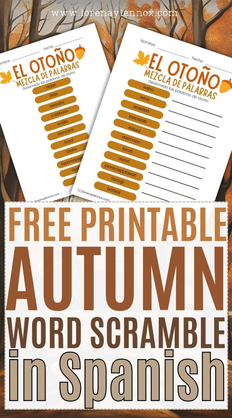 Fall Word Scramble Printable in Spanish – Freebie! - Bilingual Beginnings