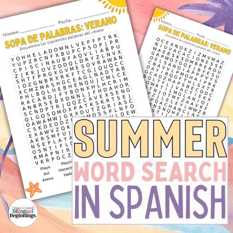 Summer Word Search Fun in Spanish - Bilingual Beginnings